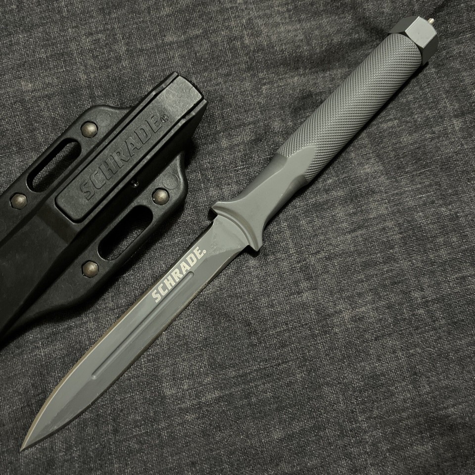 Schrade SCHF21 Tactical/ Glass Breaker/Storage Duel Edge Fixed Blade W ...