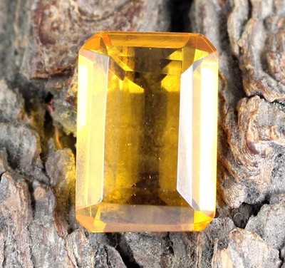 Emerald Cut Brazilian Yellowish Orange Citrine 22.95 Ct Gems Certified ...