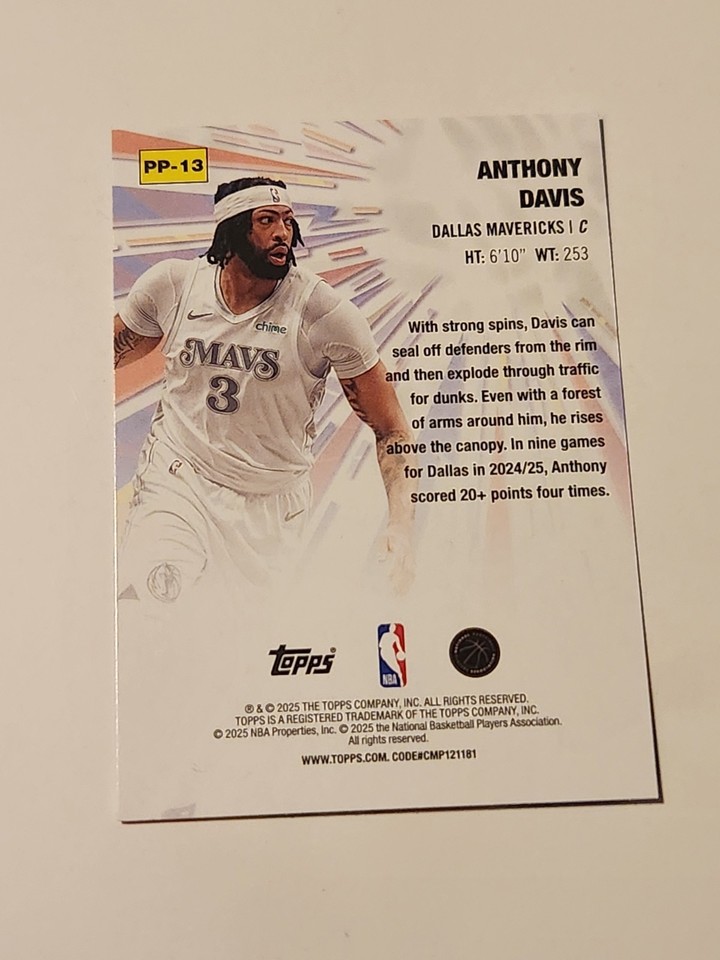 2025-26 Topps Flagship Power Players Anthony Davis #PP-13 Dallas ...