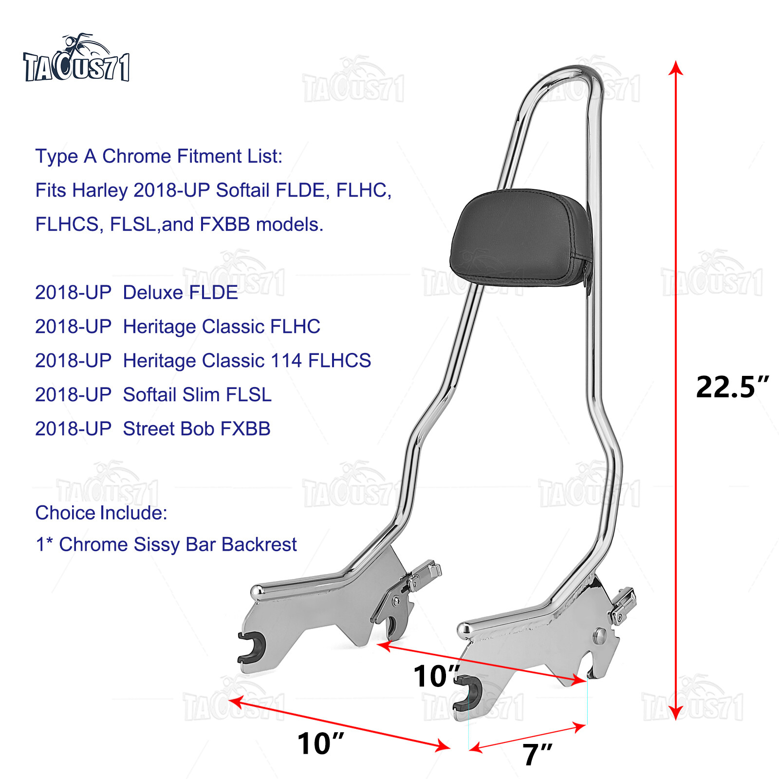 For Harley Softail Detachable Passenger Backrest Sissy Bar/Docking ...