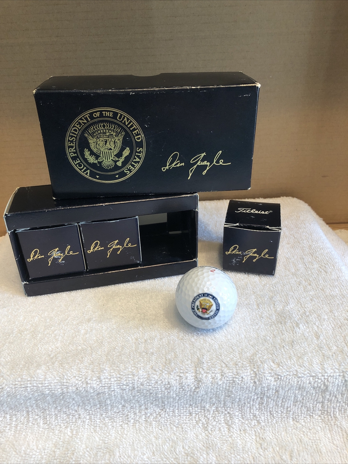 3 Single ball box/pack of Official Dan Quayle vice presidential golf ...