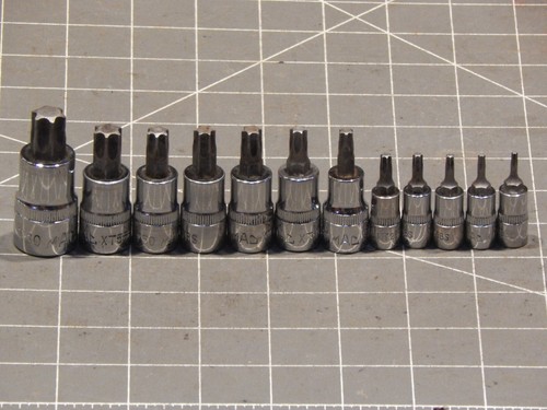 Mac Tools 12 OF 13Pc 1/4 3/8 1/2 Drive Torx Star Socket Driver Set T8 T60 Dr | eBay