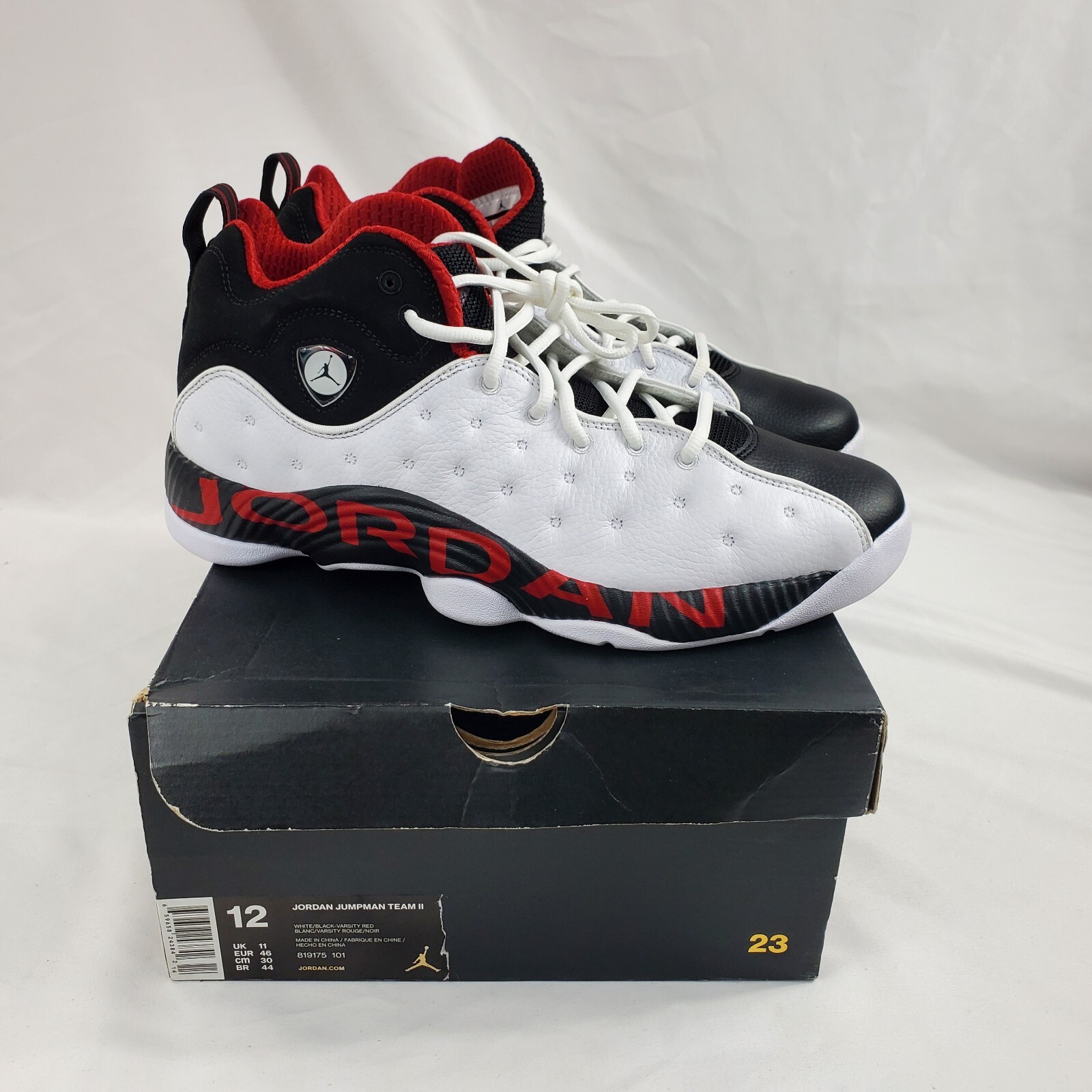 Nike Jordan Jumpman Team II 2 (Mens Size 12) White Black Red 819175-101 ...