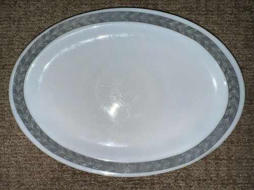 Anchor Hocking 942 Fire King 350 Laurel Gray Oval Platter Plate 12.5 X ...