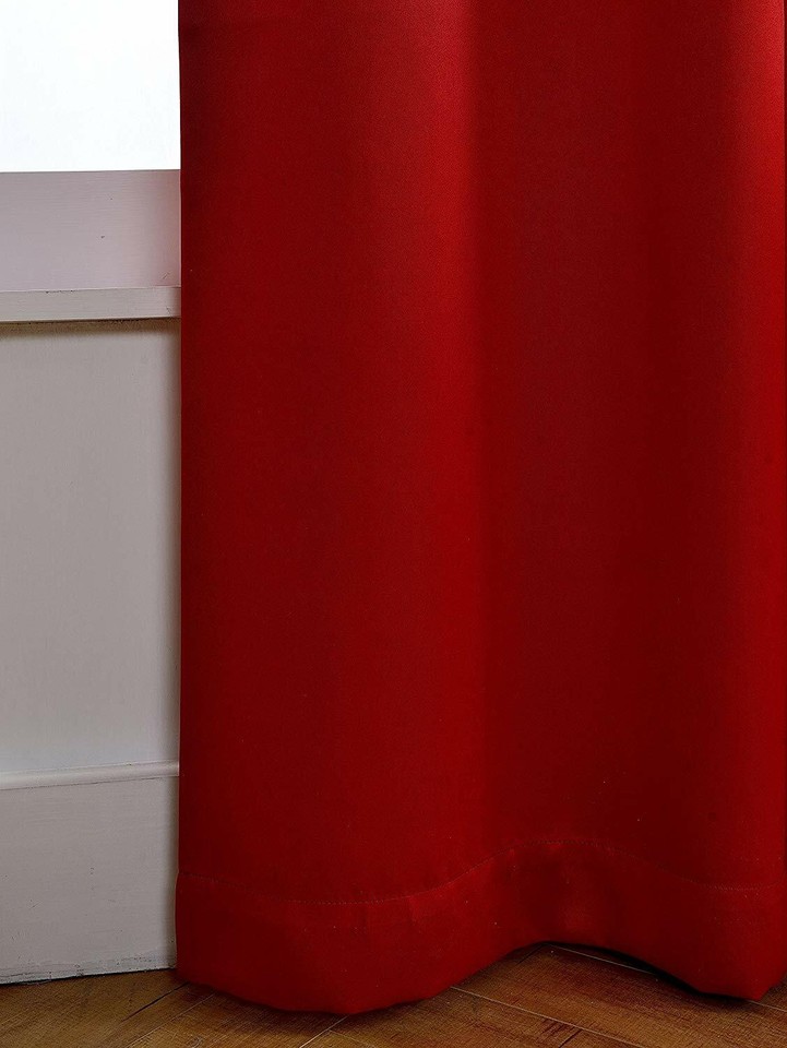 Set 2 Solid Red Window Curtains Panels Drapes 63 84 95 in L Darkening ...
