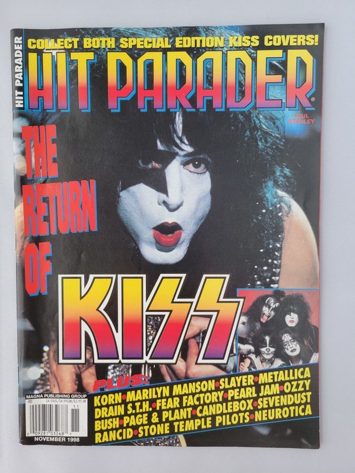 Lot of 2 Hit Parader Magazine, Nov 1998 KISS, Gene Simmons, Paul ...