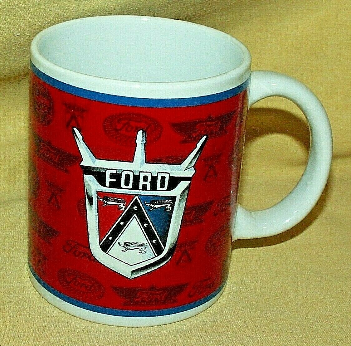 FORD MUG GRILL CROWN RED WHITE BLUE NEW COFFEE TEA CUP MSRF LOGO ...