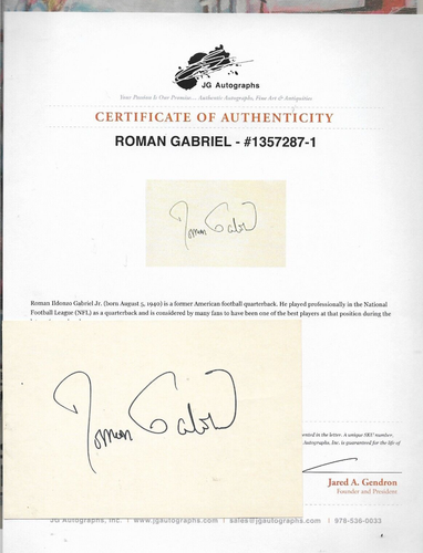 Roman Gabriel signed 4x6 card Los Angeles Rams Philadelphia Eagles COA ...