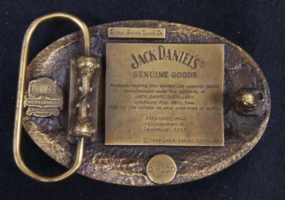 JACK DANIEL'S WHISKEY Arroyo Grande Buckle Co Bronze Belt Buckle D-190 ...