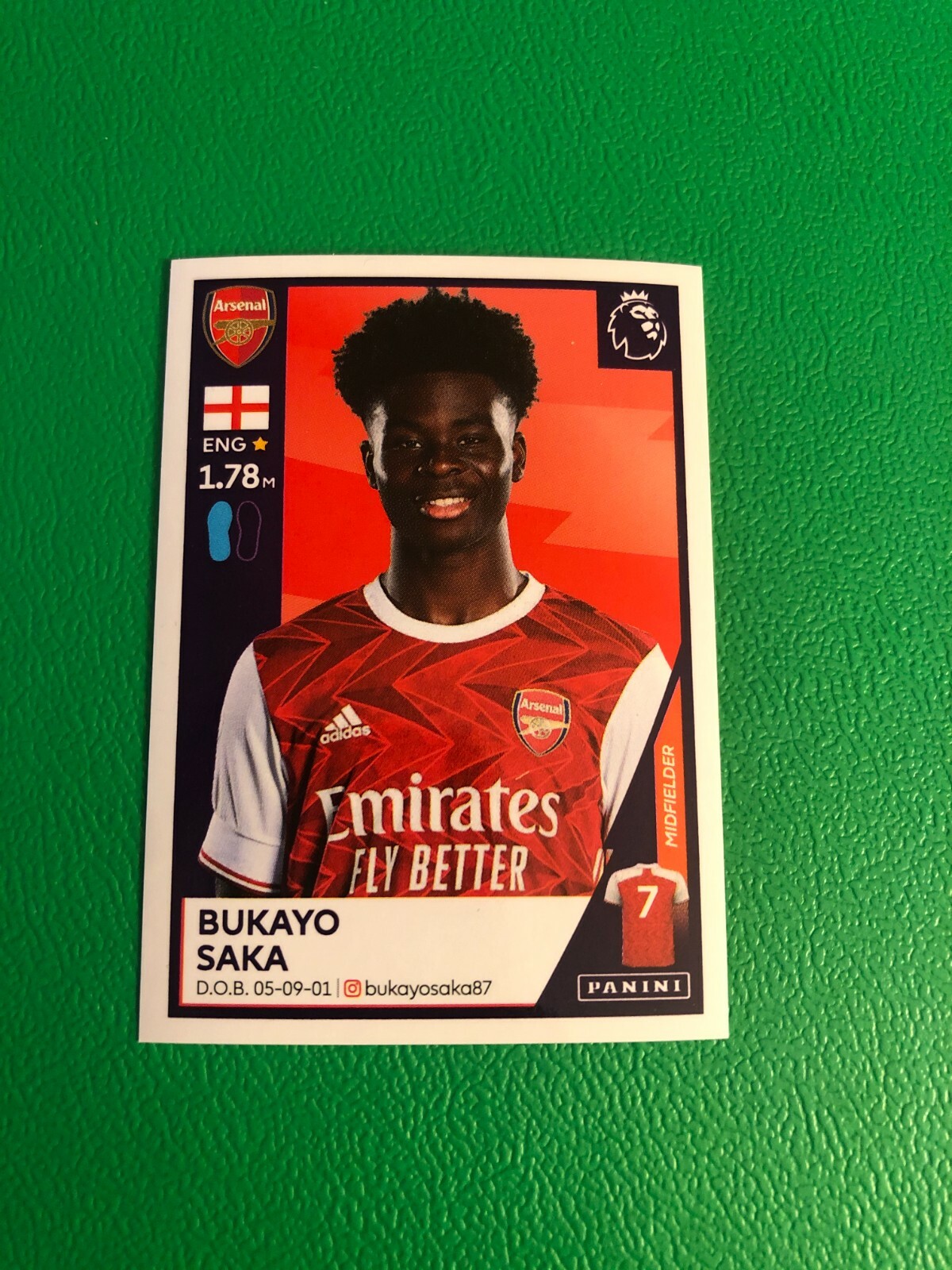 PANINI BUKAYO SAKA ROOKIE STICKER ARSENAL PHENOM PREMIER LEAGUE 2021 | eBay