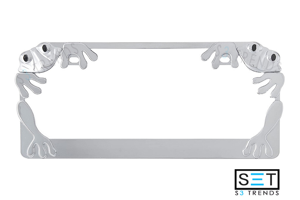 Chrome Metal Frog Toad License Plate Tag Frame Holder for Car Truck SUV ...