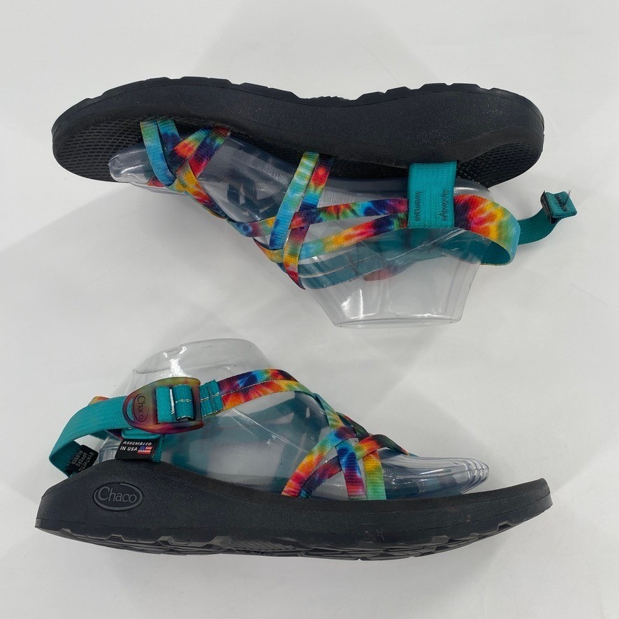 Chaco Rainbow Tie Dye Teal Strappy Sandals Women's Size 10 Assembled in ...