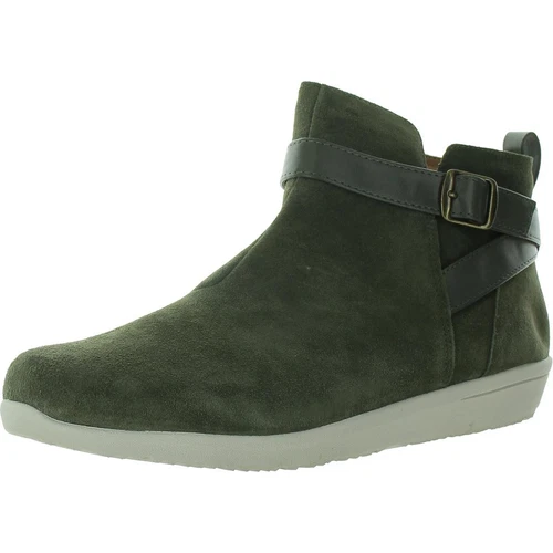 Vionic Womens Romy Green Suede Flat Ankle Boots Shoes 11 Wide (C D W ...