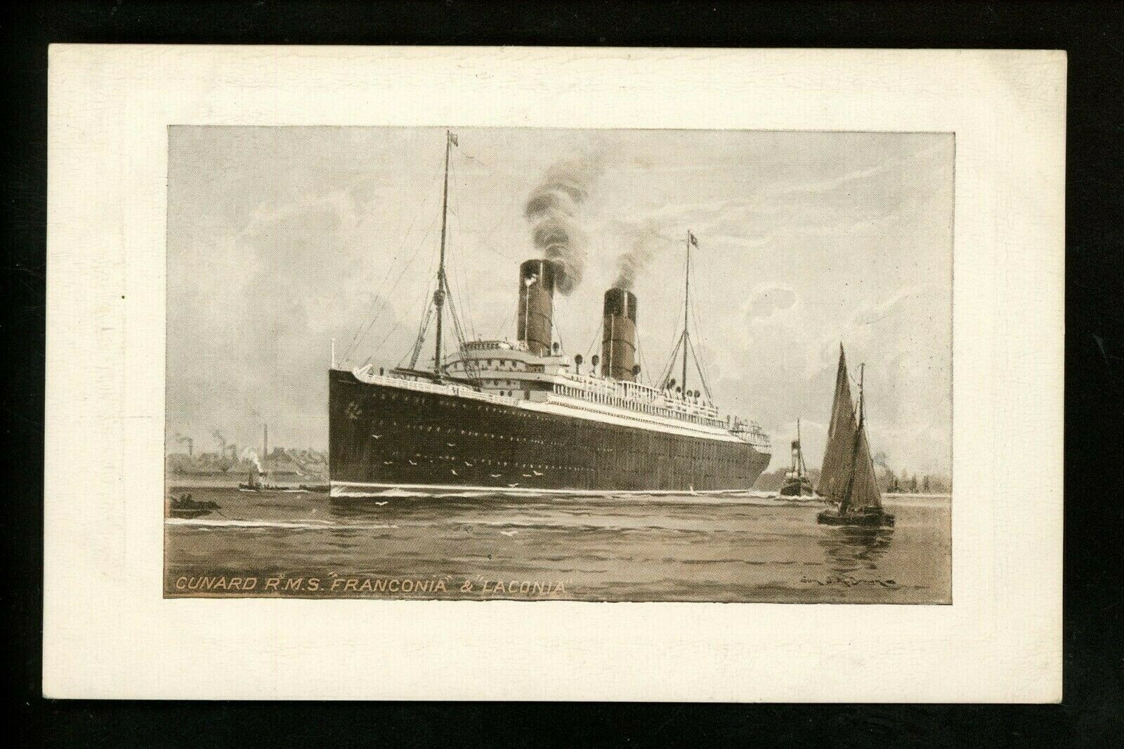 Ship postcard Ocean Liner RMS Franconia & Laconia Cunard Line Vintage ...