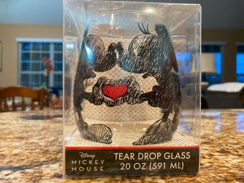 Disney Mickey Mouse Tear Drop Glass - Mickey and Minnie Heart | eBay