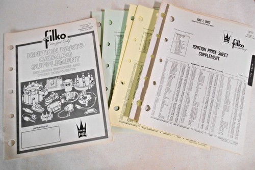 Vintage Old 1983 Filko Ignition Parts Catalog Supplement w Price Sheets ...