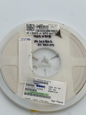 3770 PCS OF C0603JRNP09BN120 Capacitor, Ceramic, 0603, 12pF, 50V, 5% ...
