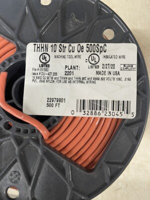 10 awg thhn Stranded Cooper wire Orange 500ft | eBay