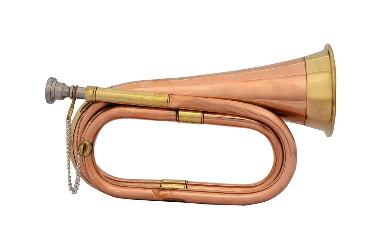 Brass Bugle Civil War Era Solid - 11.5 Inch US Military Cavalry Horn ...