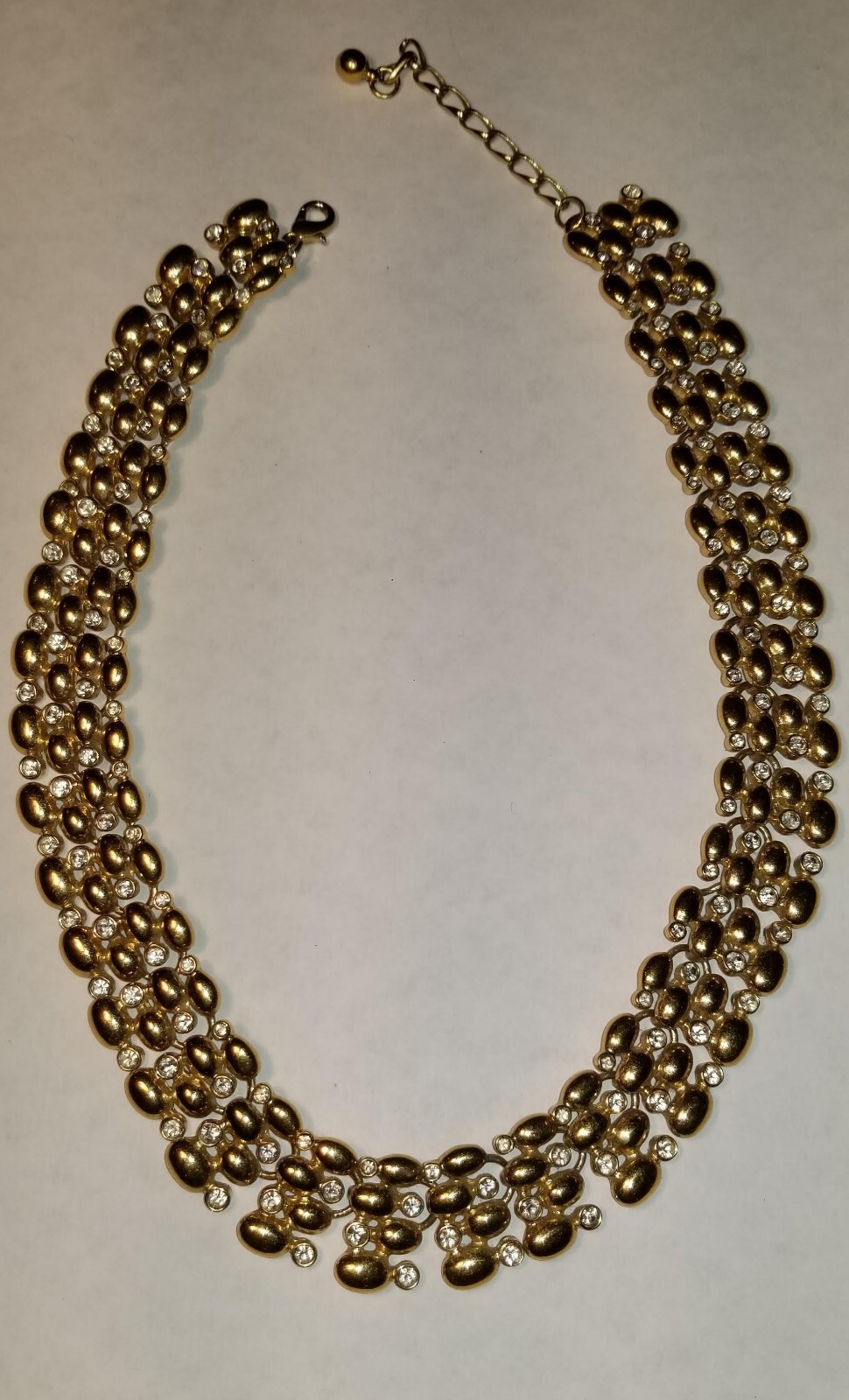Napier Gold Tone Choker/Necklace Rhinestone Studded G… - Gem