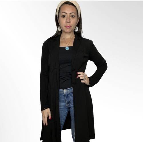 CAbi women's Black Duster Blazer Size XL #102 Liquid Stretch knit ...