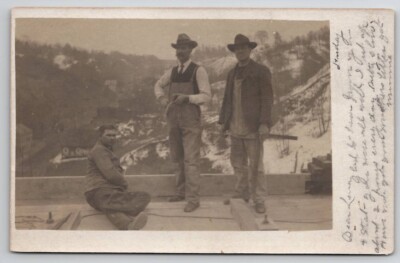 RPPC Occupational Bridge Construction Workers c1906 Real Photo Postcard ...