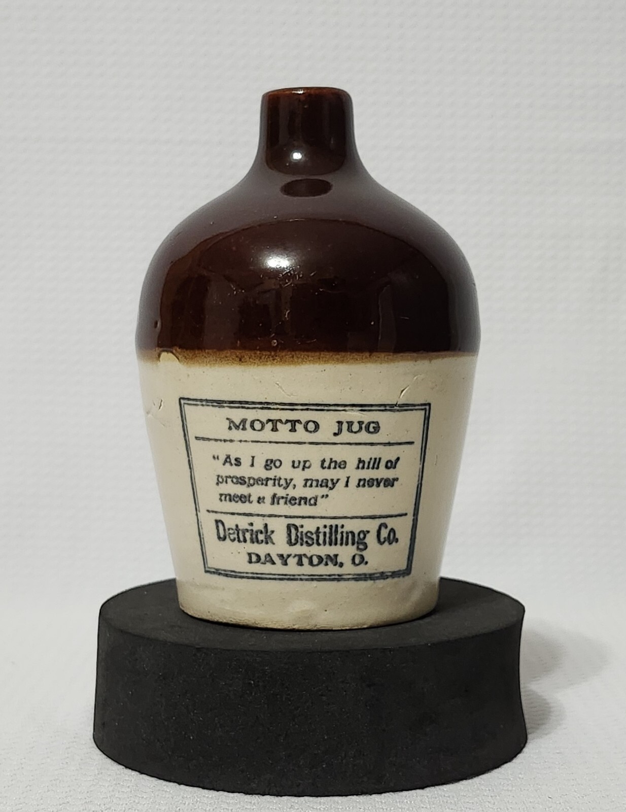 Vintage Detrick Distilling Co. Mini "Motto Jug" Stoneware Jug Dayton ...