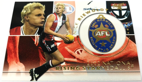 2003 SELECT AFL XL MEDAL CARD MC5 NICK RIEWOLDT-RISING STAR-ST. KLIDA ...