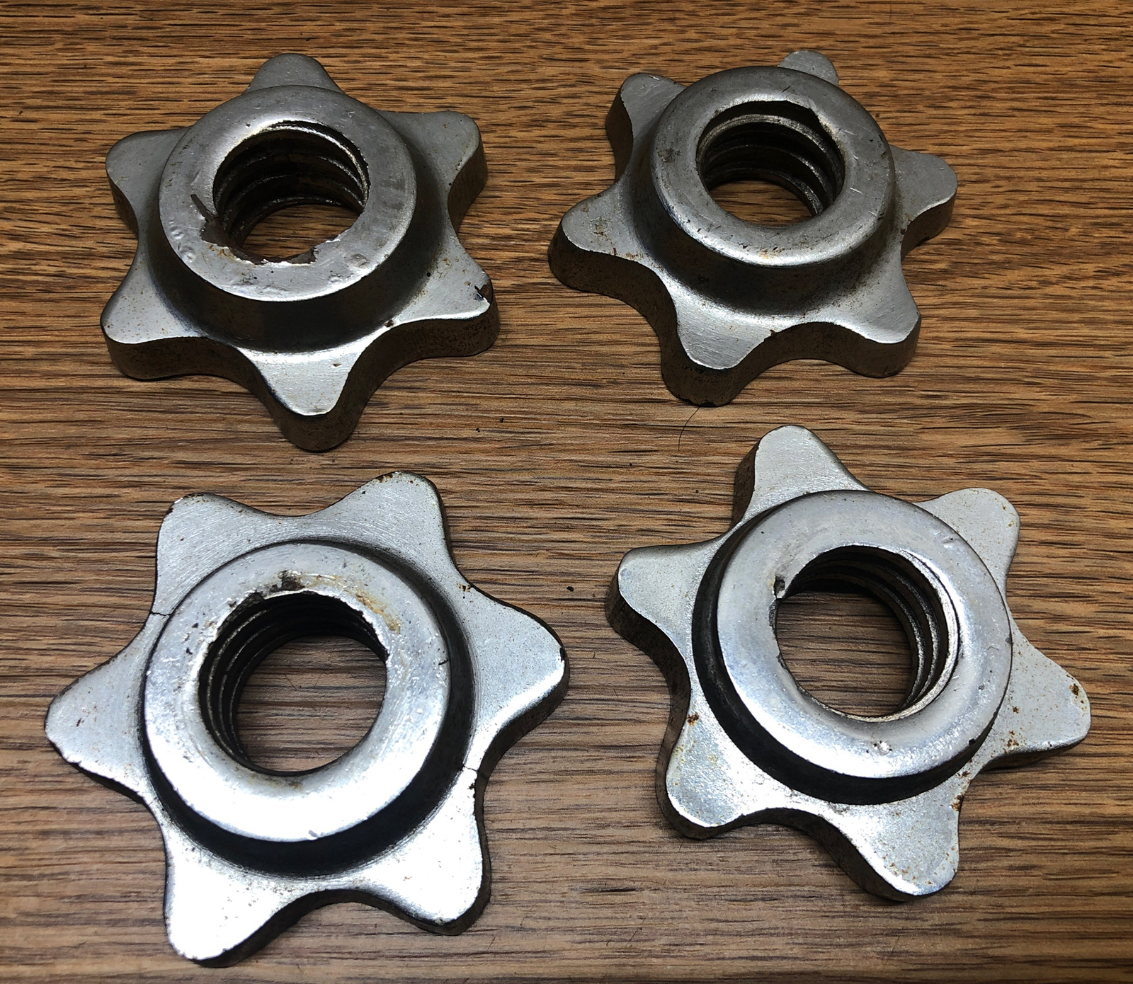 (2) Vintage BOLLINGER Chrome Dumbbell Bar Handle For 1” Weight Plate W ...