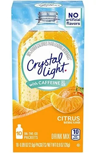 Crystal Light On The Go Citrus Caffeine Drink Mix 10-Packet Box (Pack ...
