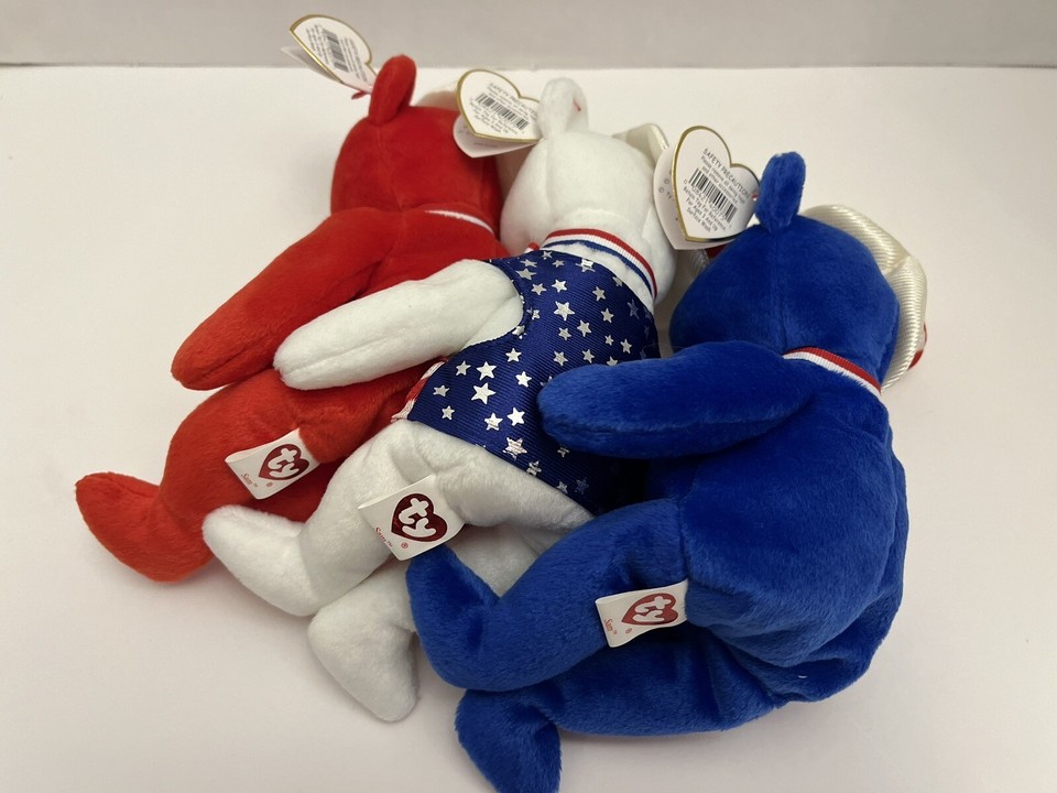 Ty Beanie Babies SAM USA Top Hat Bears Red, White and Blue 2003 MINT ...
