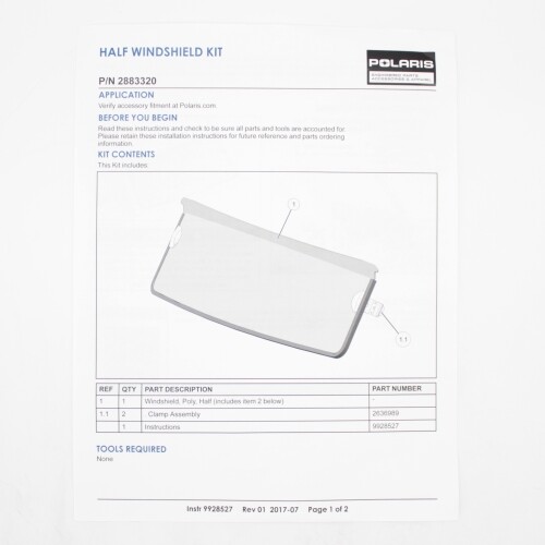 Polaris Half Windshield Kit Part Number - 283320 | eBay