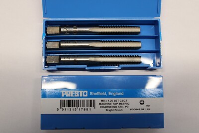 Presto M8 x 1.25 Tap set 3 taps 1st 2nd plug 8mm tap set Bright finish ...