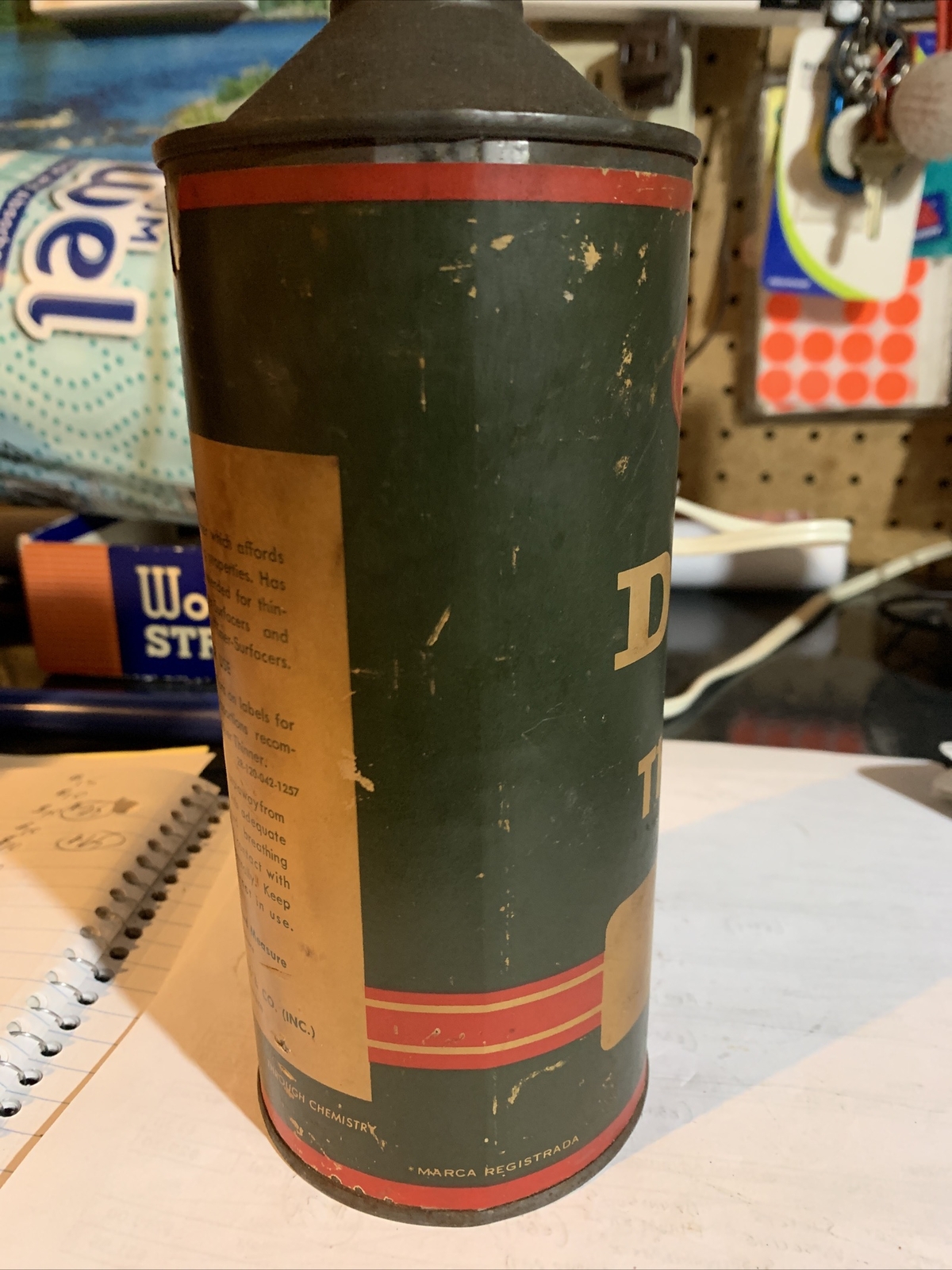 Vintage 1 Quart Dupont Duco Lacquer Thinner Cone Top Can Gas Oil Paper ...