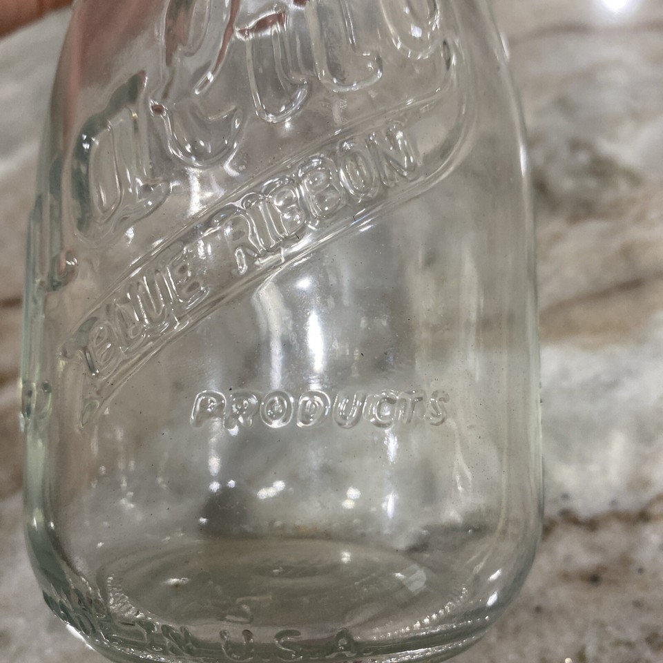 Embossed Weaver Quality Blue Ribbon Products One Pint Milk Bottle ...