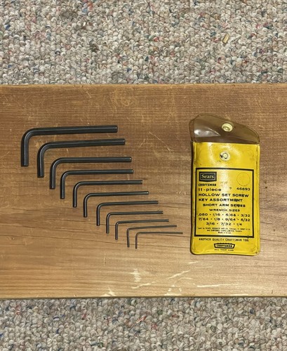 SEARS CRAFTSMAN 11 PIECE HOLLOW SET SCREW KEY ASSORTMENT SHORT ARM ...