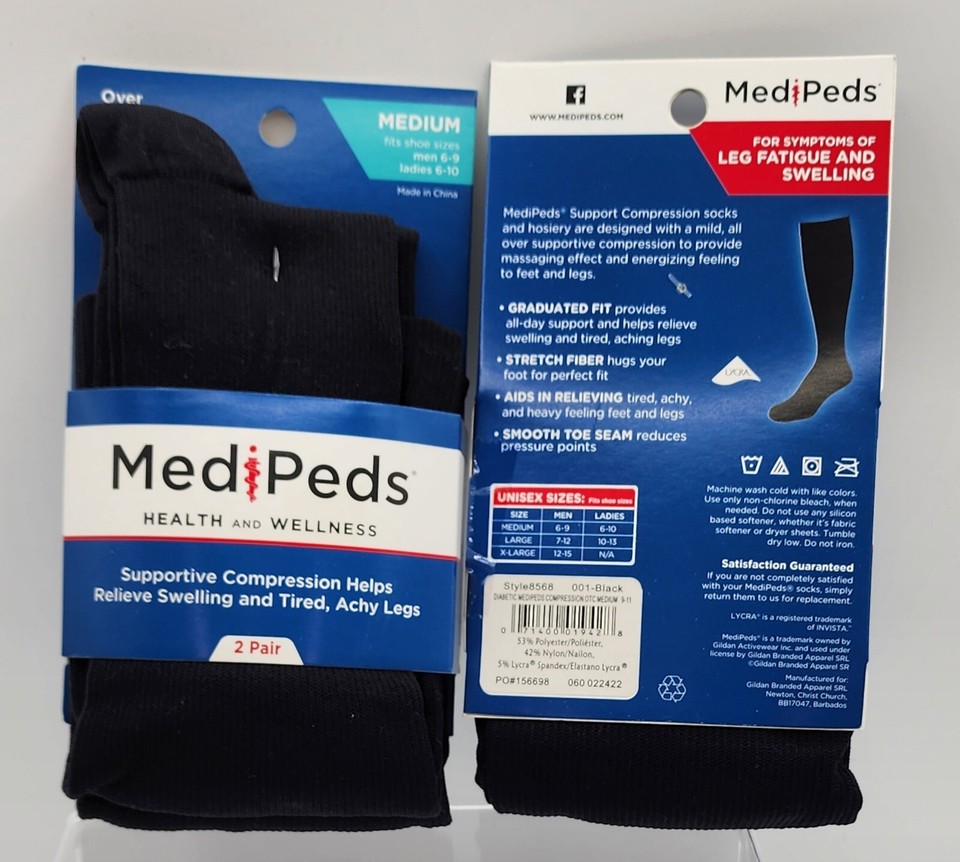 New MediPeds Diabetic Compression Socks Men's Woman's Size Medium ...