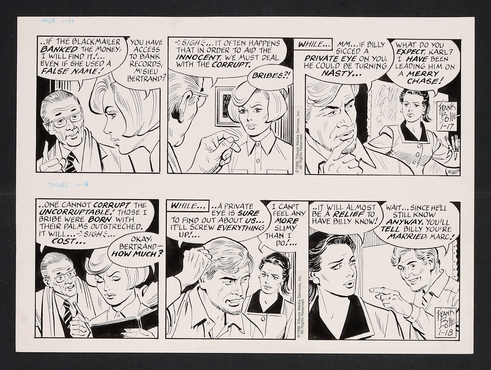 Original Art for the Winnie Winkle Comic Strip (1/17 & 1/18 1996) by ...