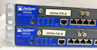 Lot of 2 Juniper SRX240 16-Port Firewall with Front Rack Mounts | eBay