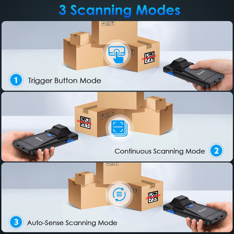 Eyoyo Wireless 2D QR Code Barcode Scanner Phone Back Clip Scanner for ...