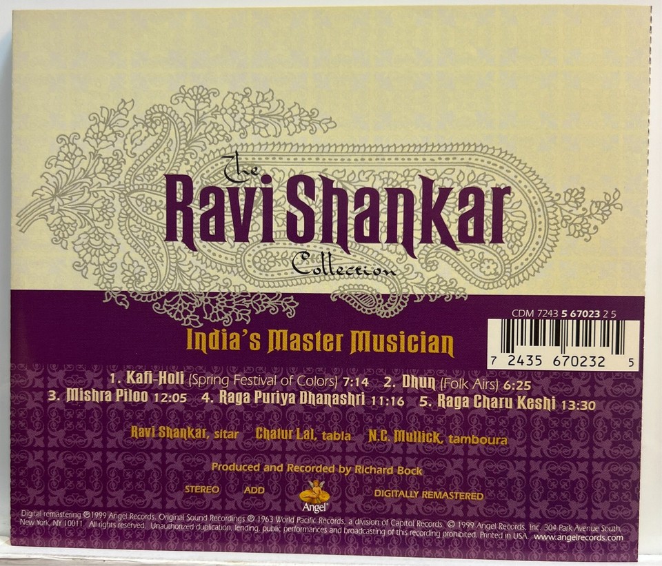 Ravi Shankar : India's Master Musician (CD 1999 Angel) *Rare* *Very ...