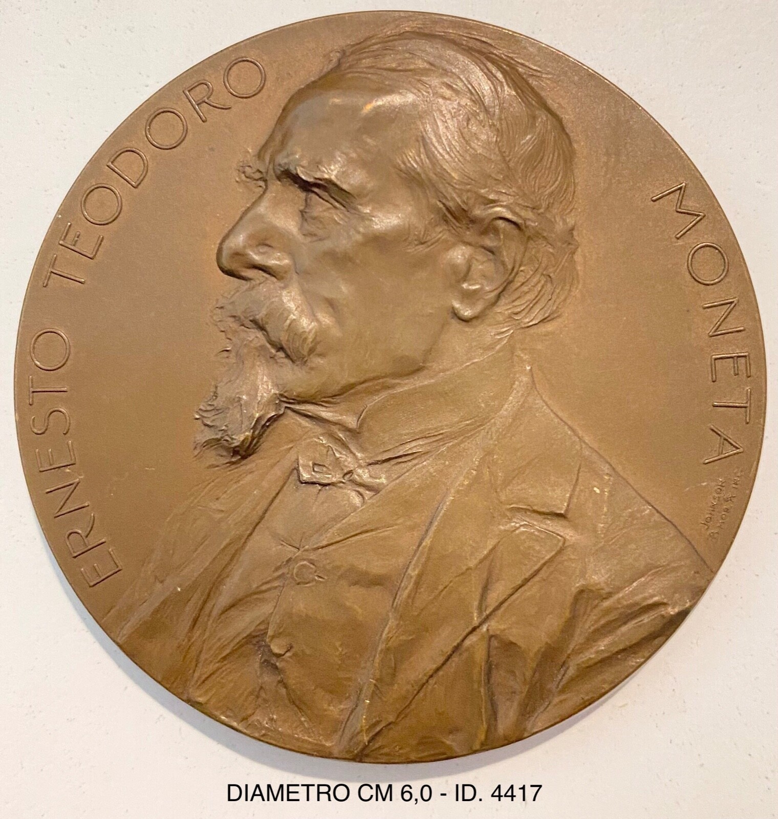 ERNESTO TEODORO MONETA NOBEL PER LA PACE MEDAGLIA A PAOLO BOSELLI 1909 ...