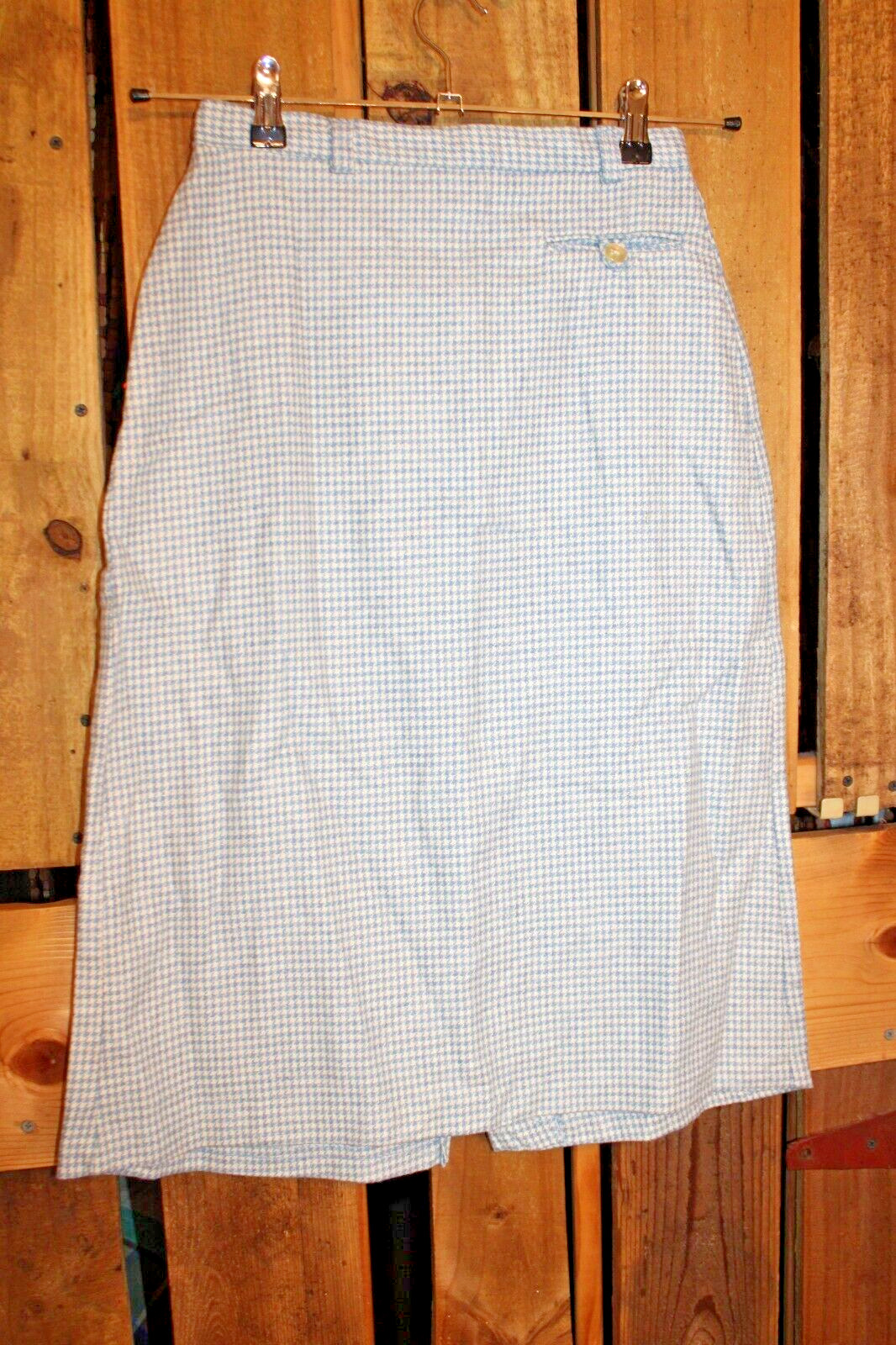 Vintage Gingham Check Blue White Wool Blend Small Vin… - Gem