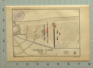 MAP/BATTLE PLAN DUNKIRK DUNES MAY 24th JUNE 3rd 1658 CANAL TO FURNESS ...