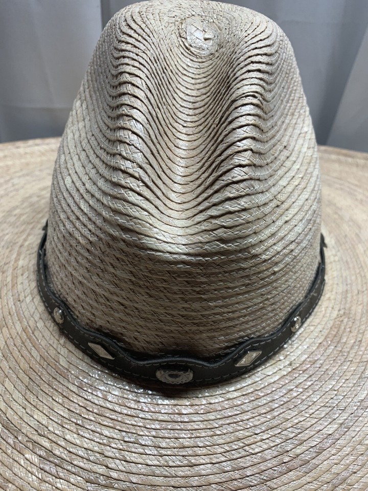 Alamo Straw/Palm Charro Hat O/S 7”Brim Band Ties Sombrero Western ...