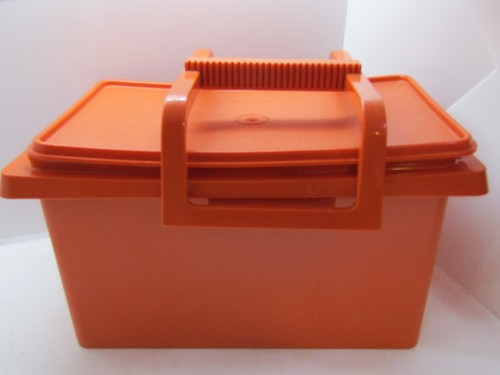 Tupperware STOW N GO Carry All Storage Container Orange Handle Carry ...