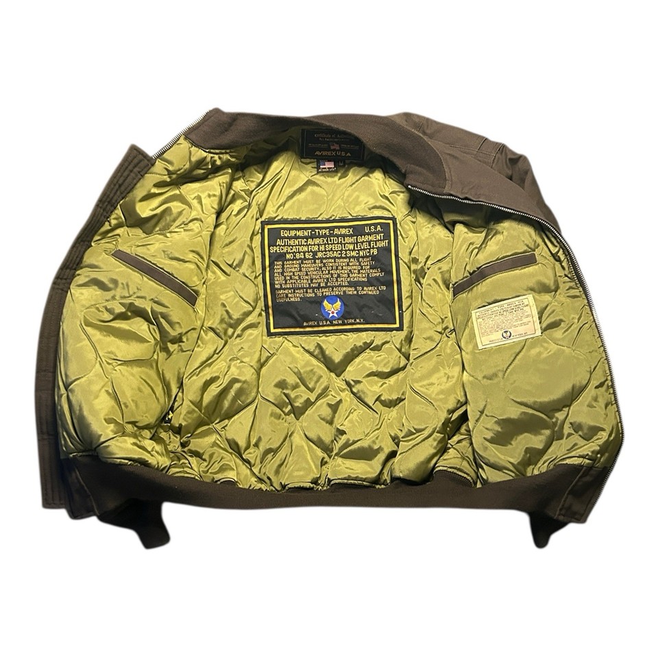 Vintage Avirex Flight Jacket Mens Size M Brown Canvas Bomber USA Air Force 90s | eBay