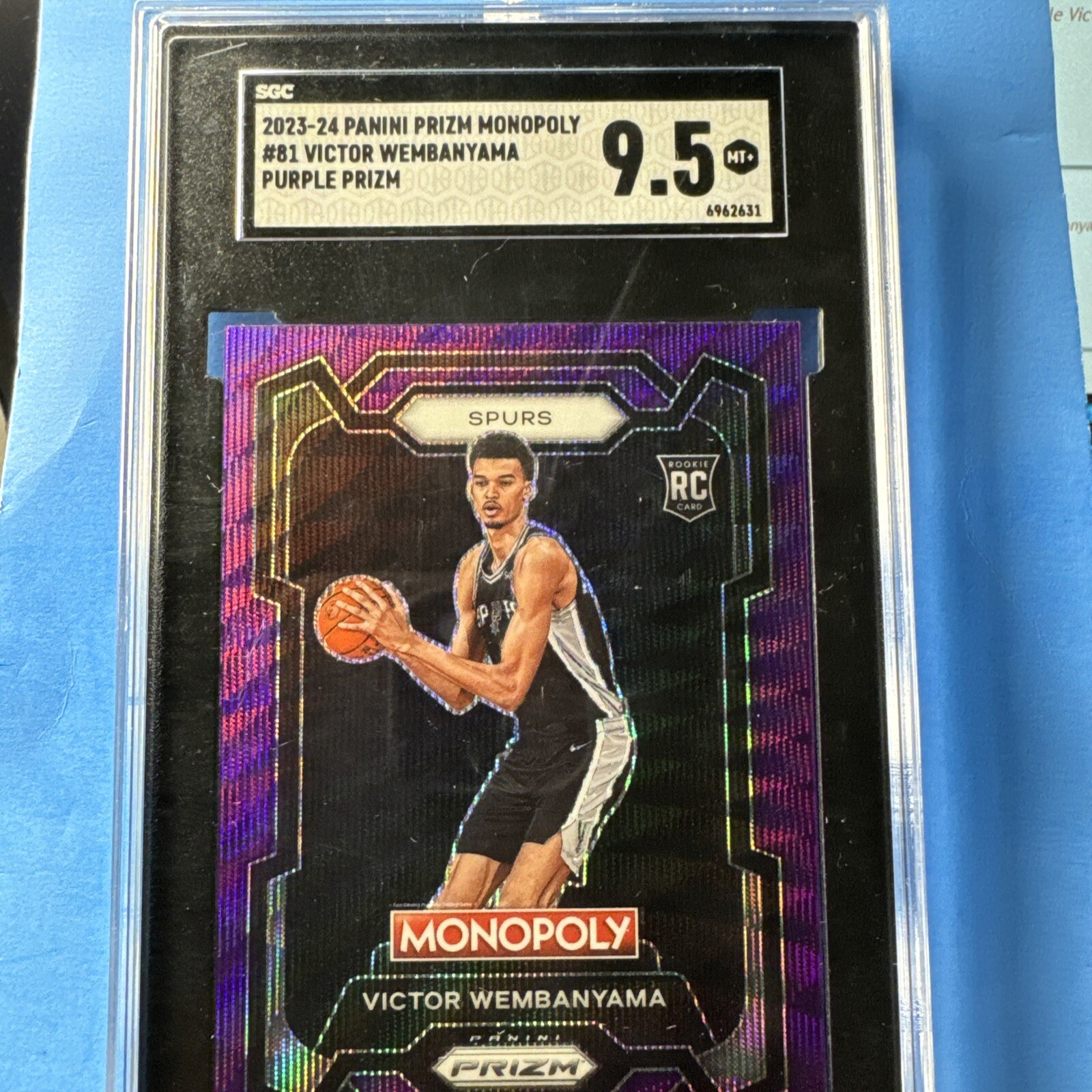 2023-24 Panini Prizm Victor Wembanyama RC Purple Monopoly Spurs #81 SGC ...