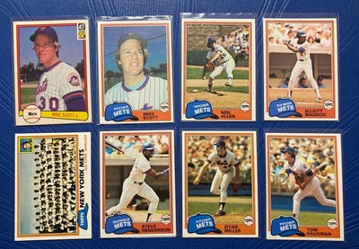 NY Mets (8) Card 1981 Lot-Mike Scott,Neil Allen,Maddox,Henderson,Team ...