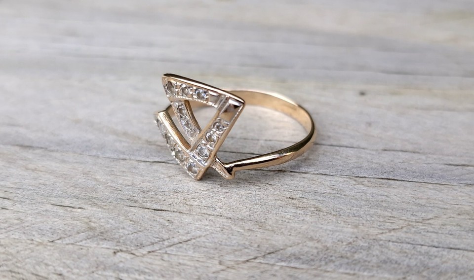 14ct Rose Gold Geometric Design Ring - Scrap, Wear | eBay Australia